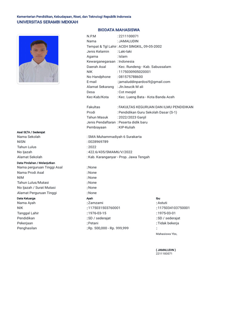 Biodata KRS | PDF