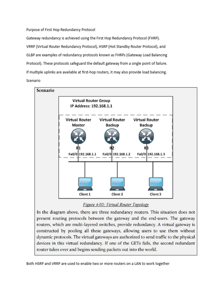 Purpose of First Hop Redundancy Protocol | PDF