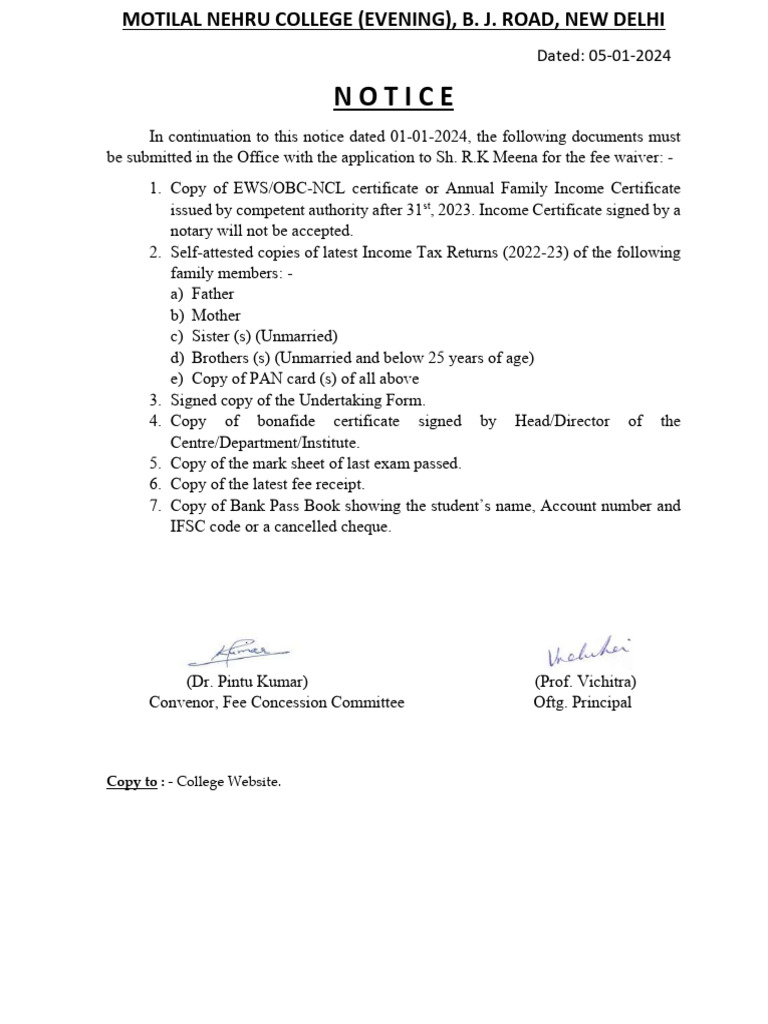 Fee Waiver Document Submission Notice | PDF