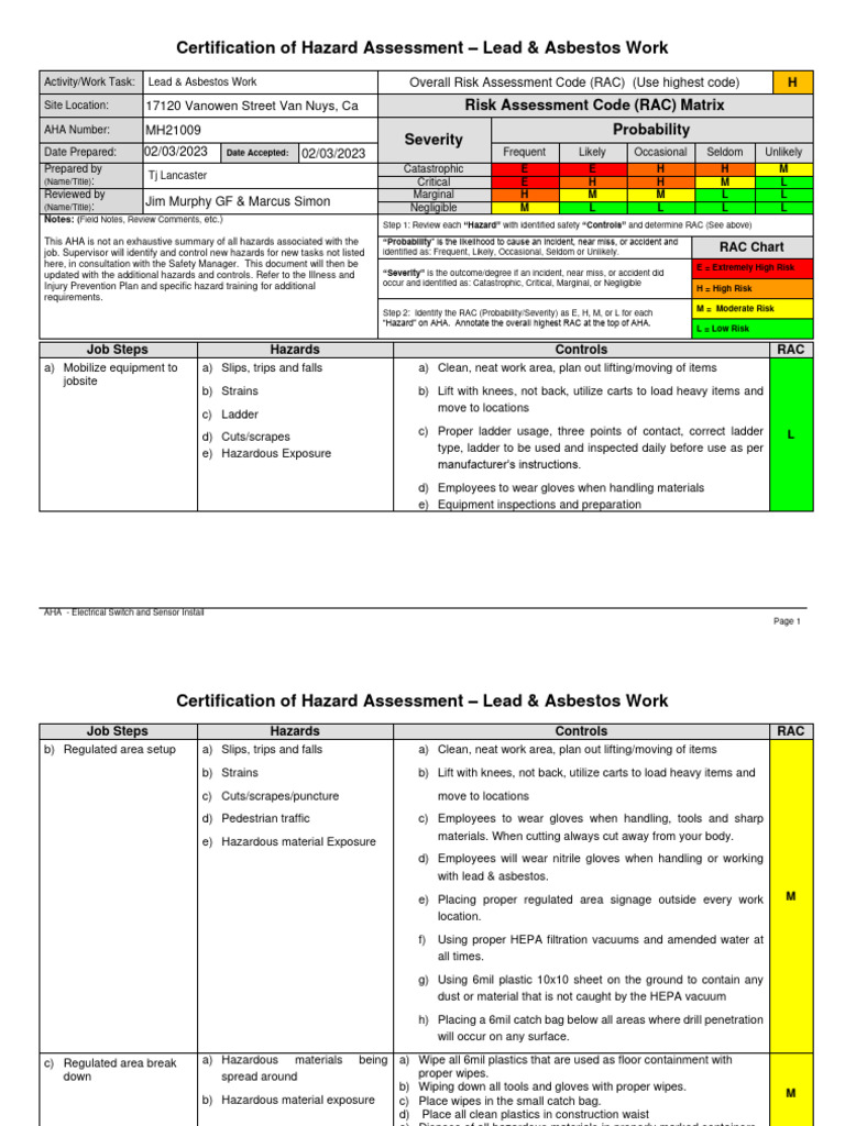 Lead and Asbestos Hazard Assessment | PDF