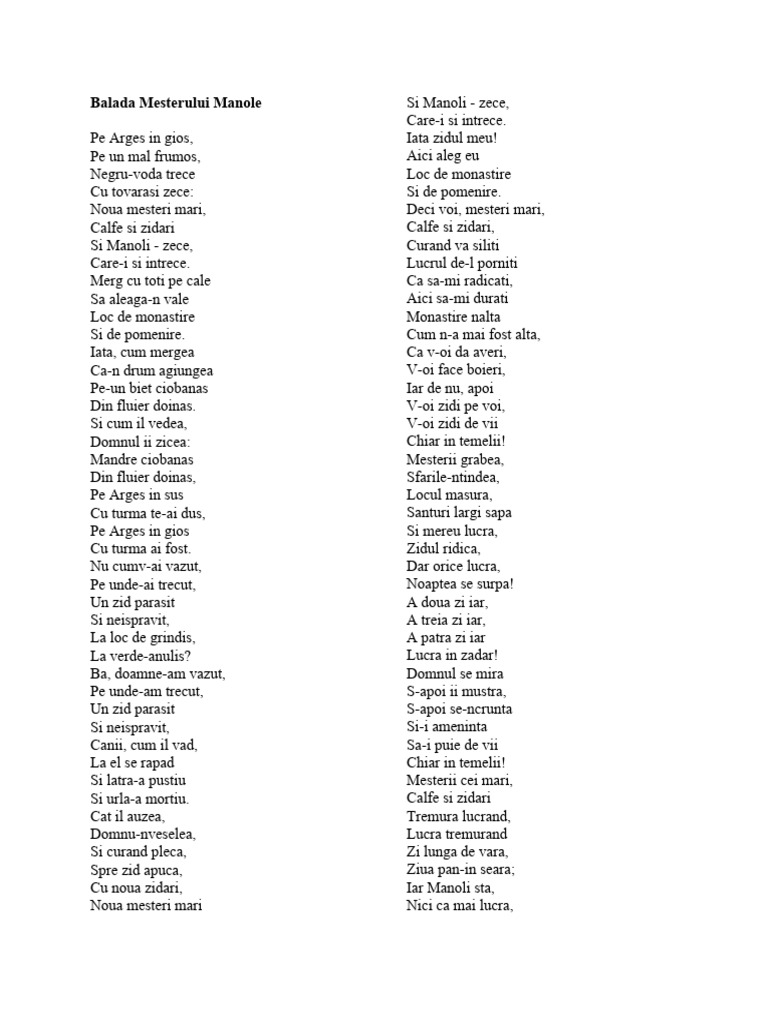 Balada Mesterului Manole | PDF
