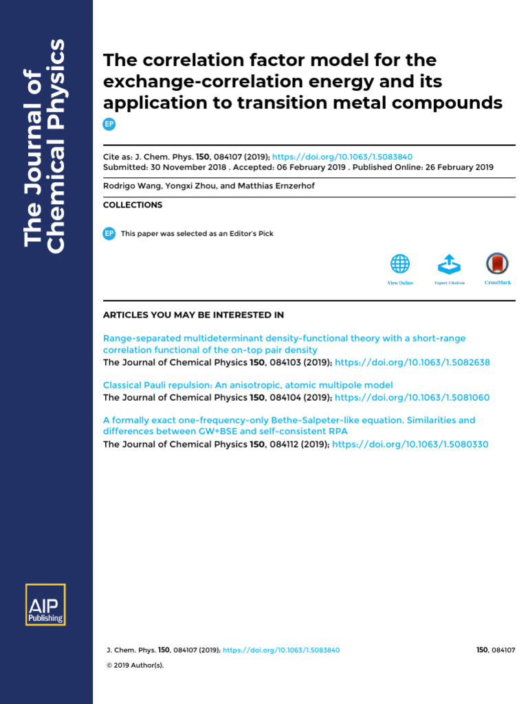 The Correlation Factor Model For The Exchange-Correlation Energy and Its Application To ...