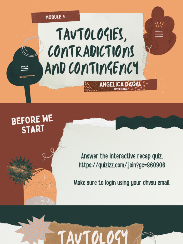 Module 4 Tautologies, Contradictions and Contingency | PDF ...