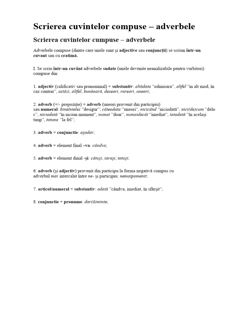 Adverbe Compuse | PDF