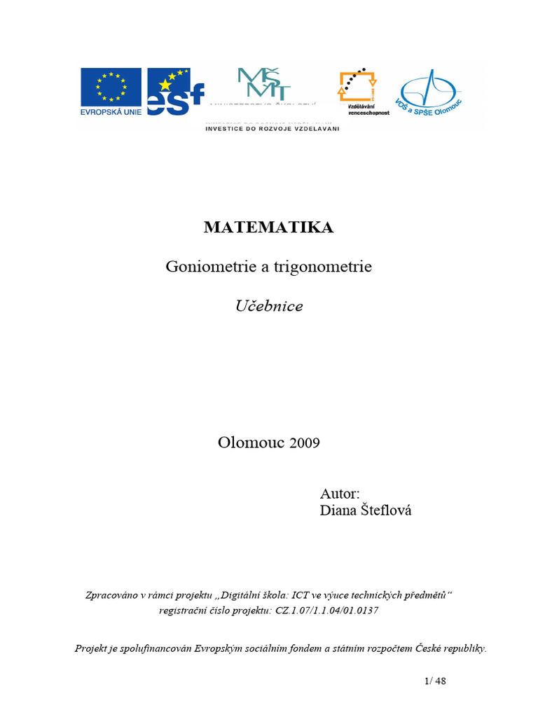 8 MAT UCEBNICE Goniometrie A Trigonometrie | PDF