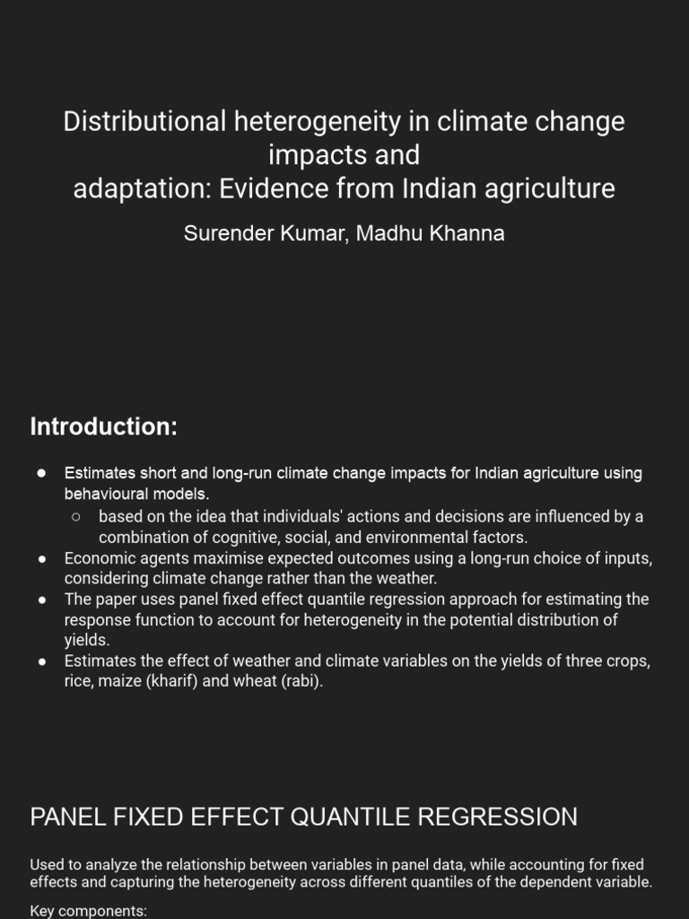Distributional Heterogeneity in Climate Change Impacts and Adaptation ...