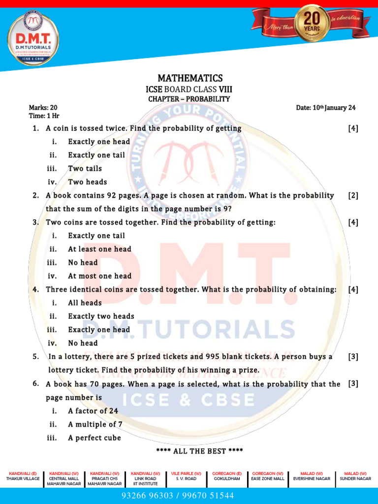 8 DMT Mix MN - Witty (10!1!24) Probability | PDF