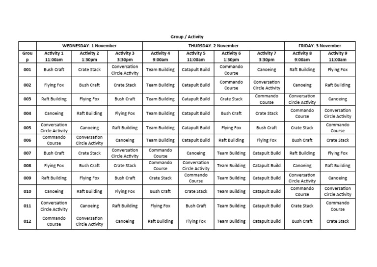 Group Activity Roster 2023 | PDF