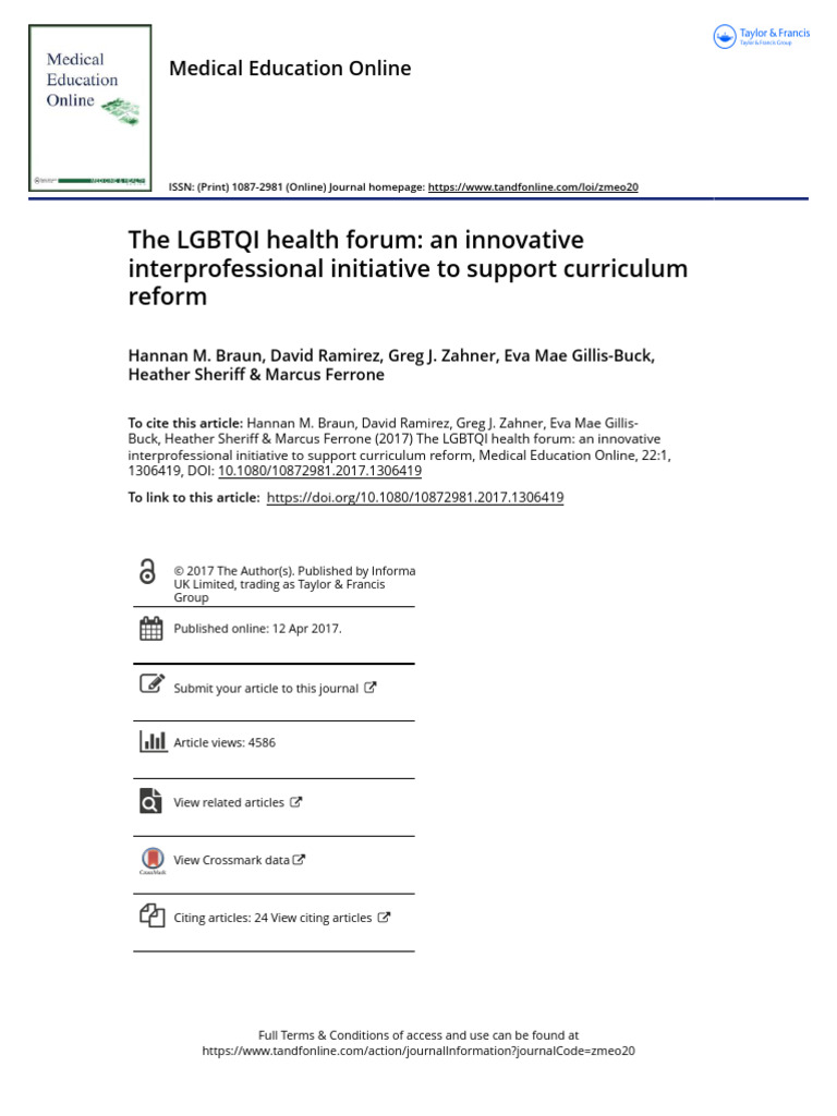The LGBTQI Health Forum An Innovative Interprofessional Initiative To ...