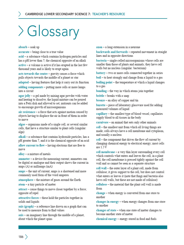 Lower Secondary Science 7 Glossary | PDF
