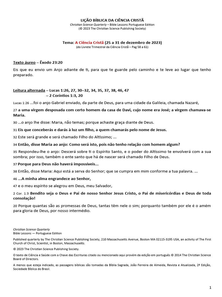 Licao Biblica - A Ciência Cristã | PDF | Jesus | Science