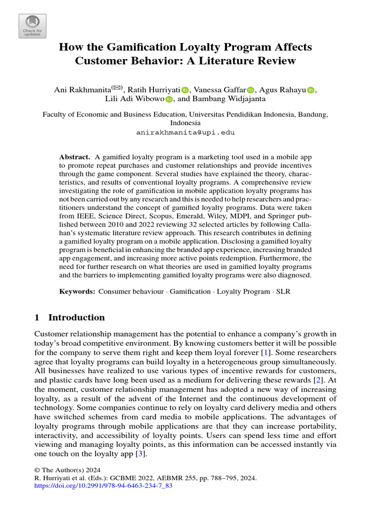How The Gamification Loyalty Program Affects Customer Behavior A Literature Review | PDF ...