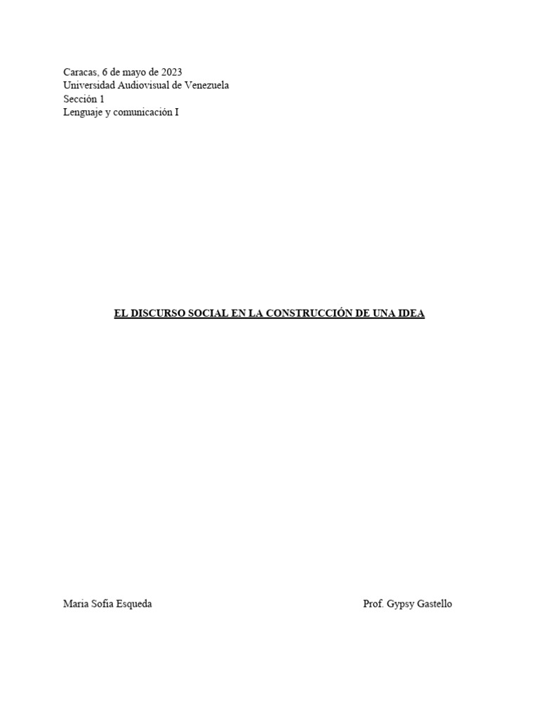 El Discurso Social en La Construccion de Una Idea | PDF