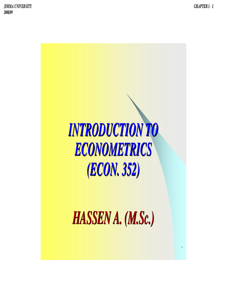 Econometrics - Lecture Notesa | PDF | Ordinary Least Squares | Econometrics