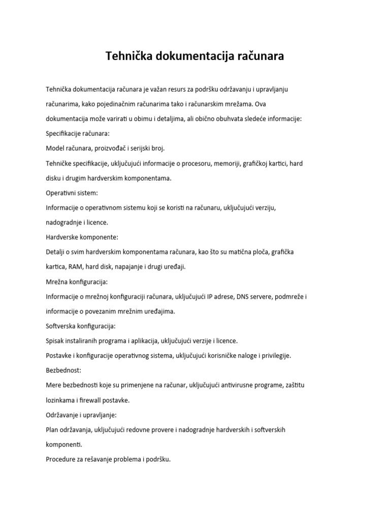 Primer Teh Dokumentacije | PDF