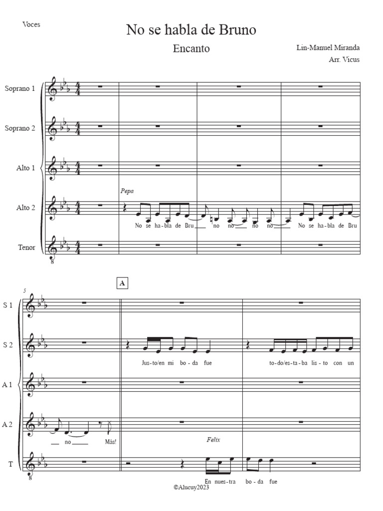 Partitura Coral Solistas - No Se Habla de Bruno | PDF