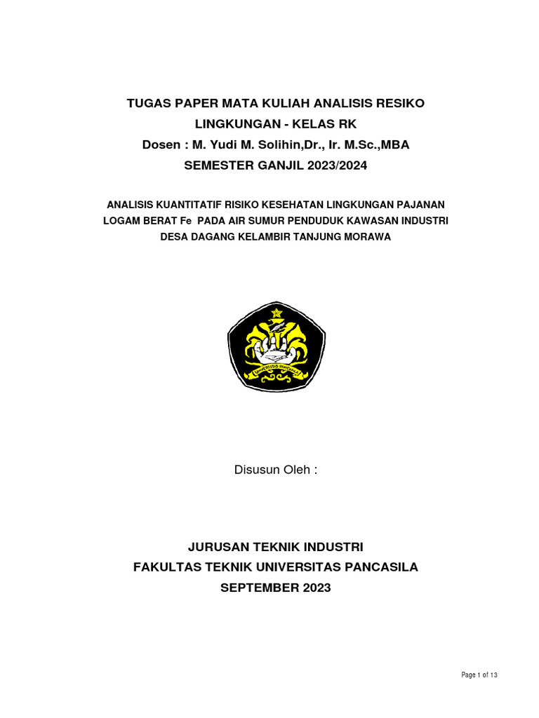 Paper Analisis Kesehatan Lingkungan Logam Fe - Rev2 | PDF