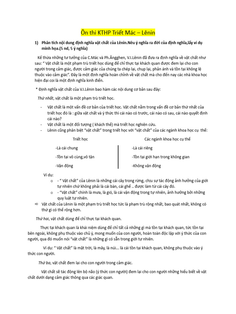 Ôn thi KTHP Triết Mác | PDF