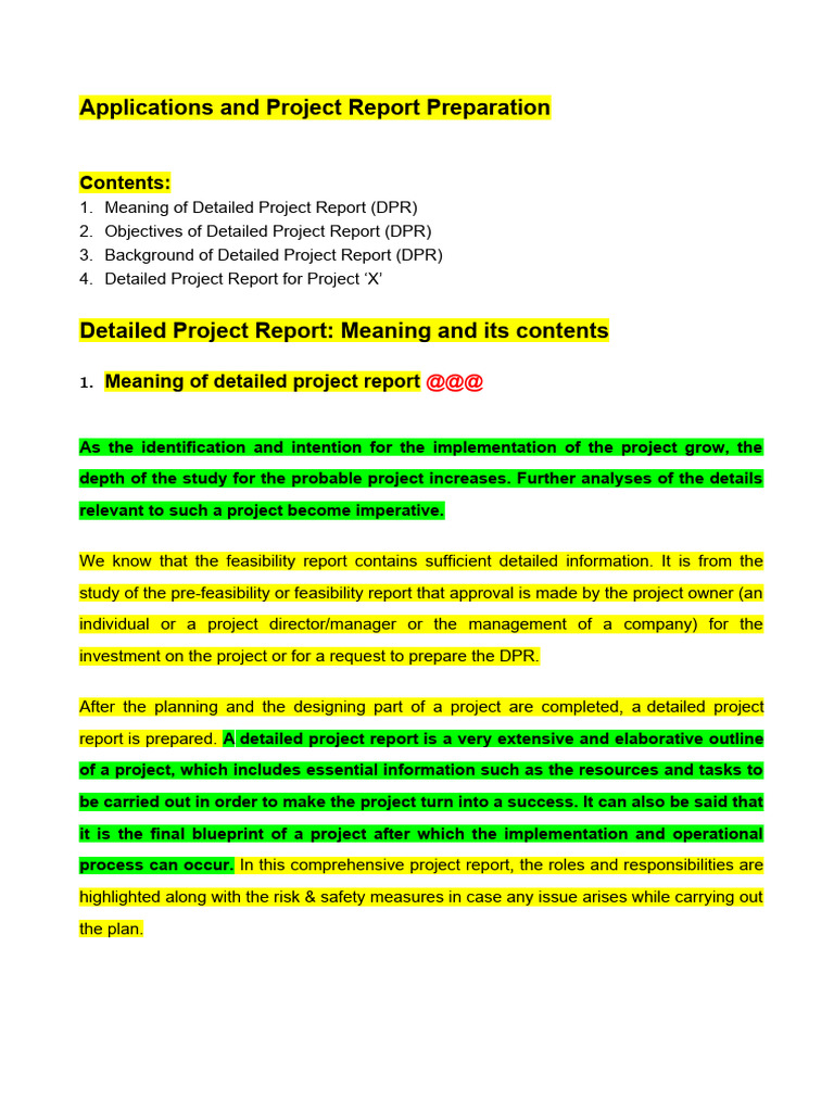 Understanding Detailed Project Reports | PDF | Working Capital | Inventory