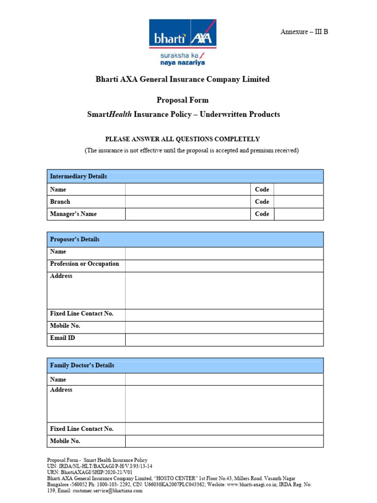 Smart Health Insurance Policy Proposal details | PDF