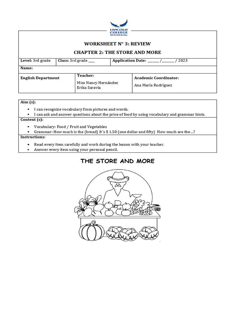 N°3 Worksheet 3rd Grades | PDF