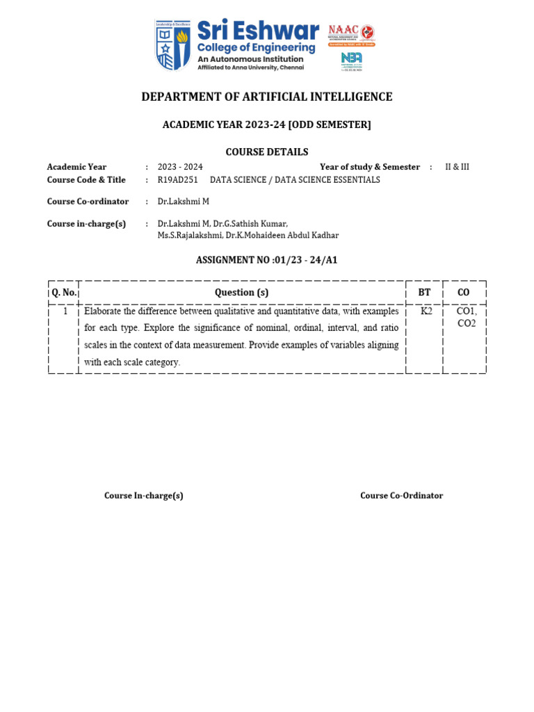 DS Assignment 1 | PDF | Science & Mathematics