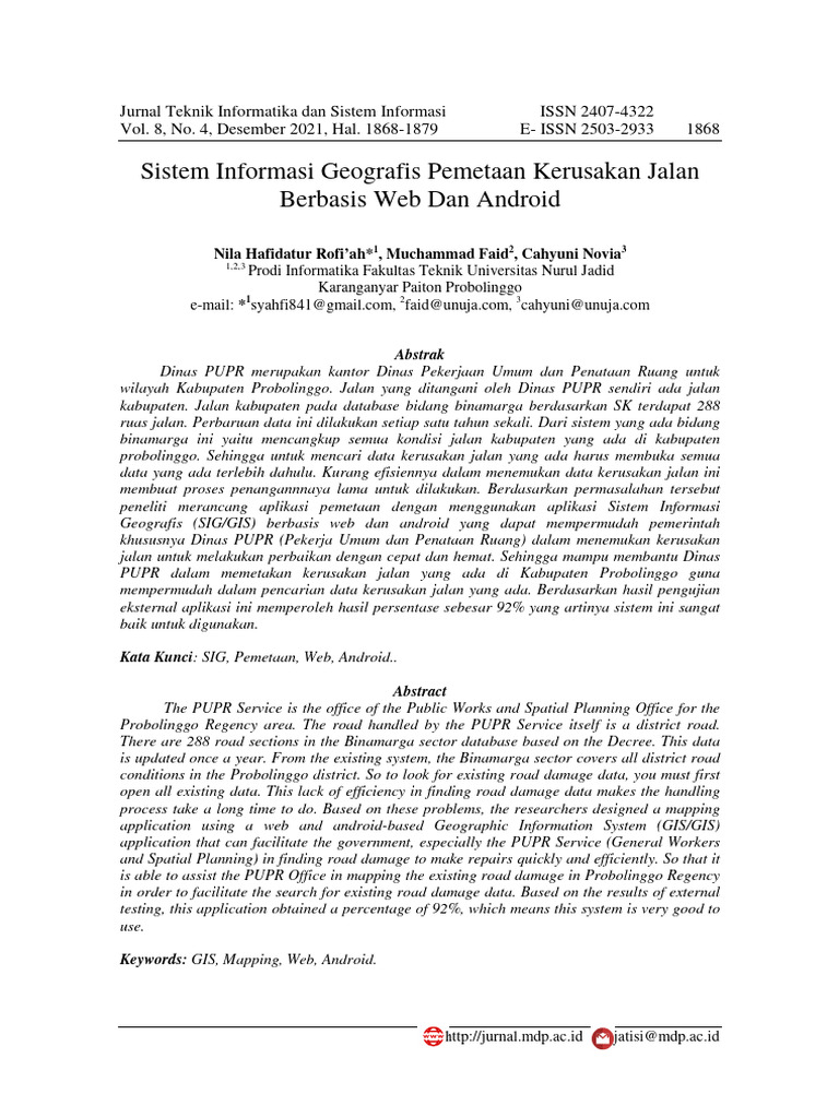 Sistem Informasi Geografis Pemetaan Kerusakan Jala | PDF
