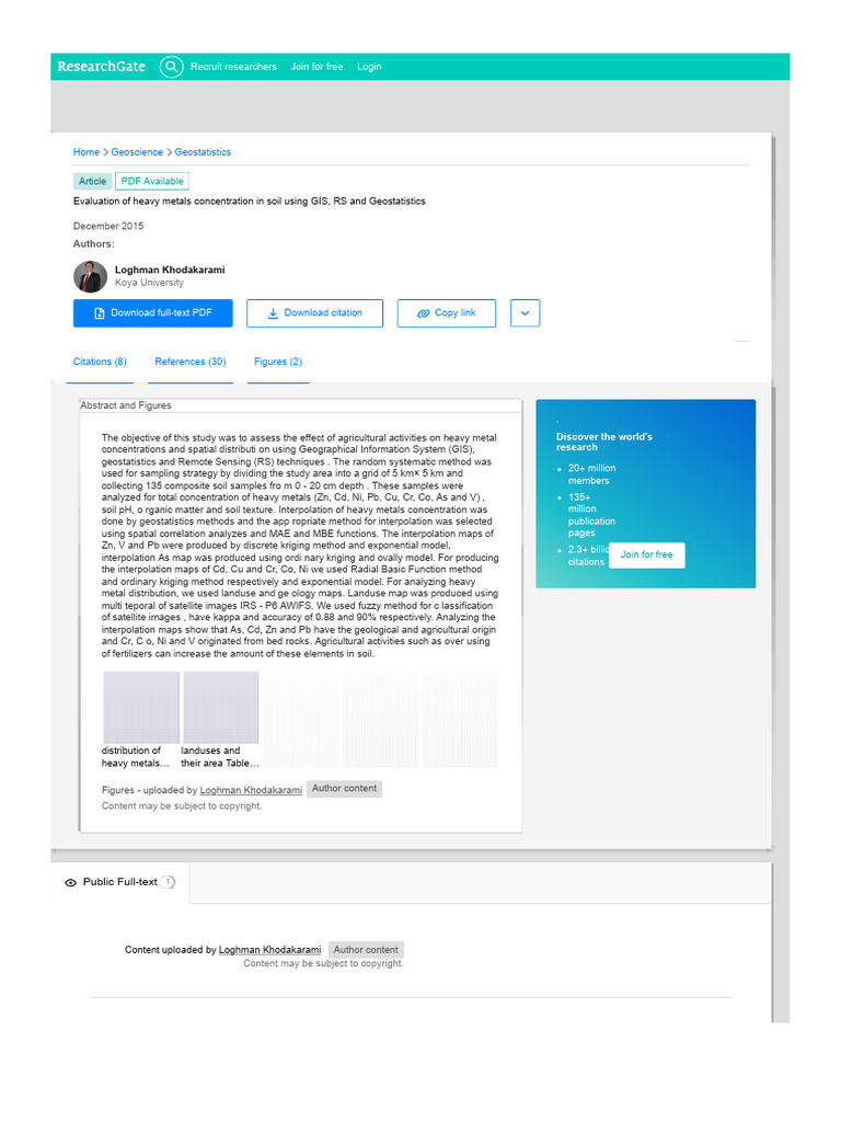 (PDF) Evaluation of Heavy Metals Concentration in Soil Using GIS, RS ...