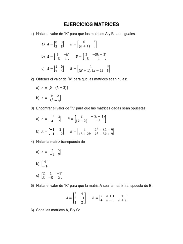 U4 - Matrices - TP | PDF | Matriz (Matemáticas) | Teoría de la matriz