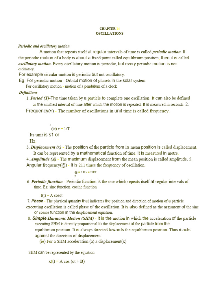 Chapter 14-Oscillations | PDF | Oscillation | Acceleration