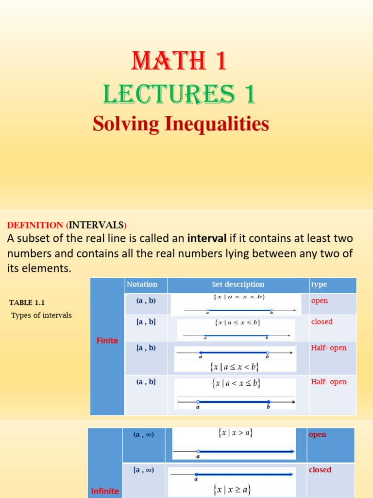 Lecture 1 | PDF | Interval (Mathematics) | Inequality (Mathematics)