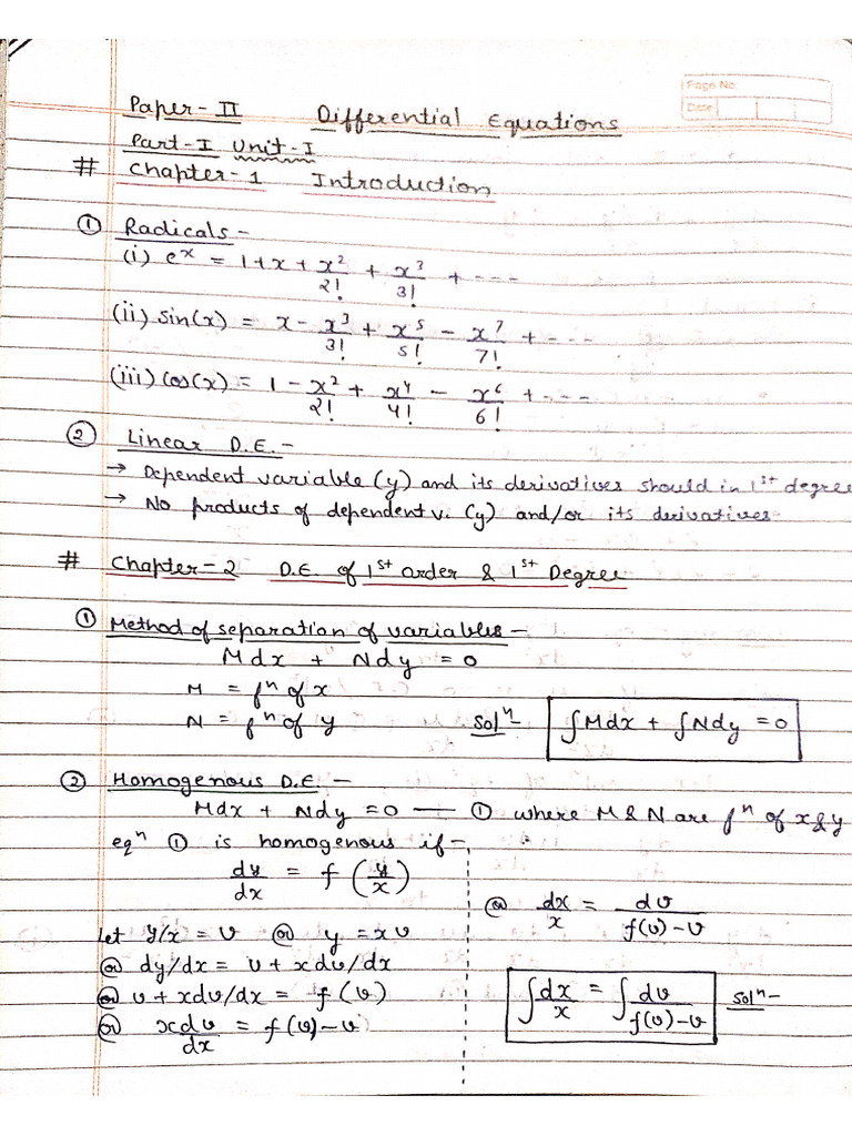 Differential Equation Short Notes Pdf
