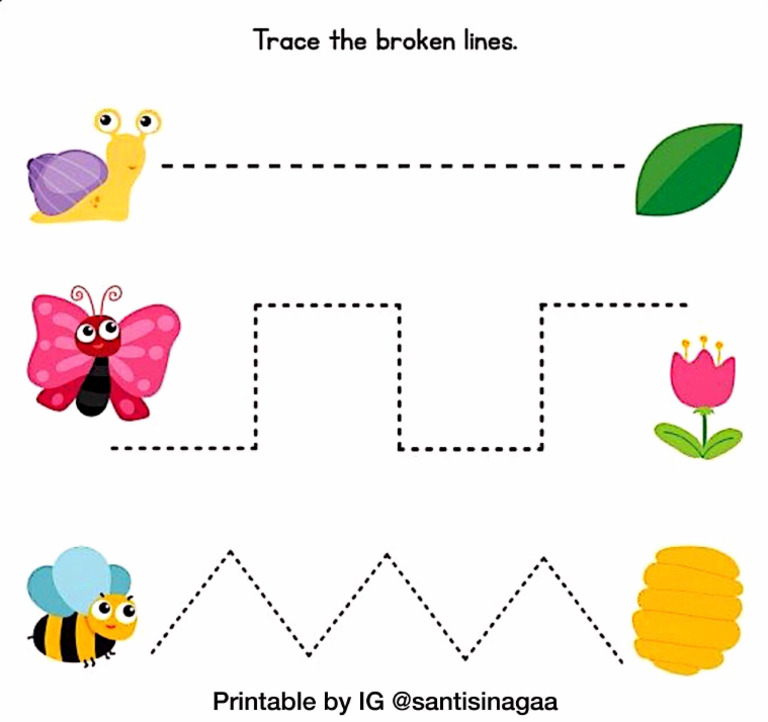 Printable Tracing Lines With Dot Sticker | PDF