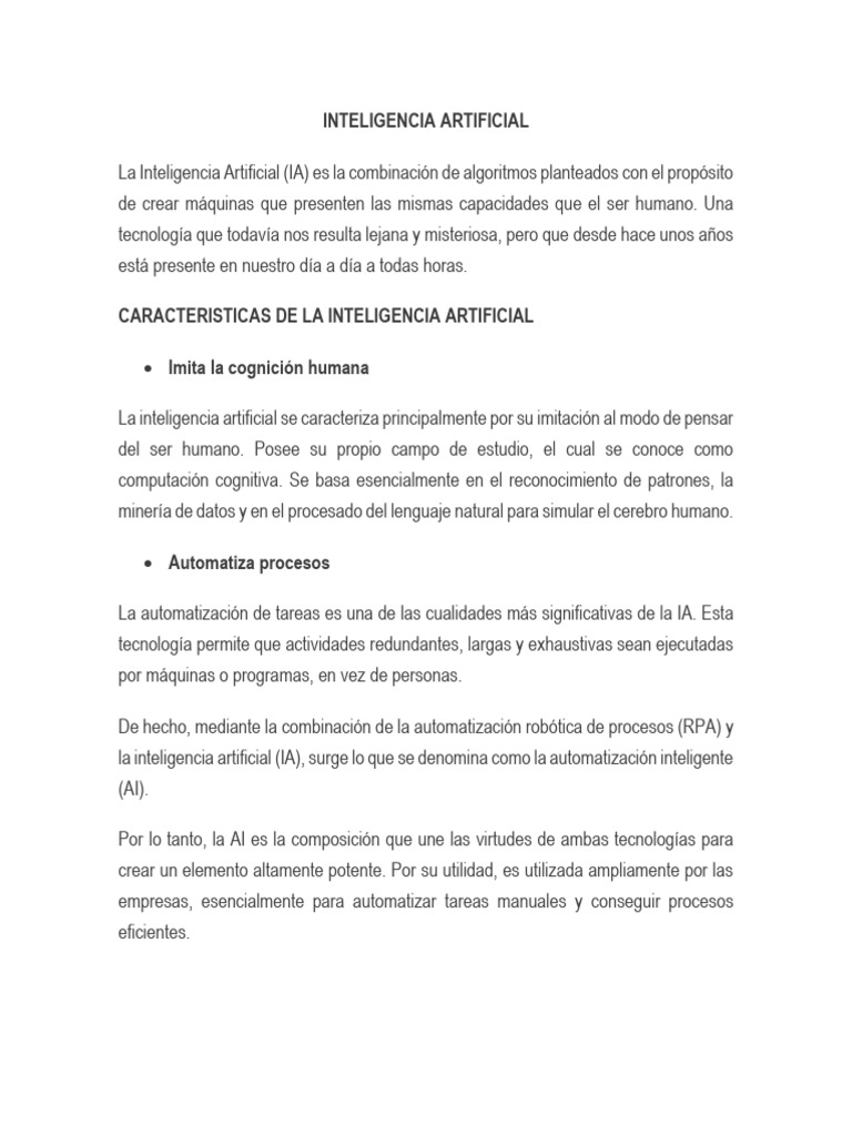 Inteligencia Artificial | PDF | Inteligencia artificial | Inteligencia (IA) y semántica