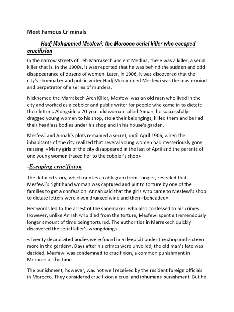 Most Famous Criminals | PDF | Crimes | Crime & Violence