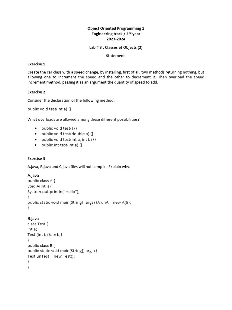 Java OOP Lab: Classes & Methods | PDF