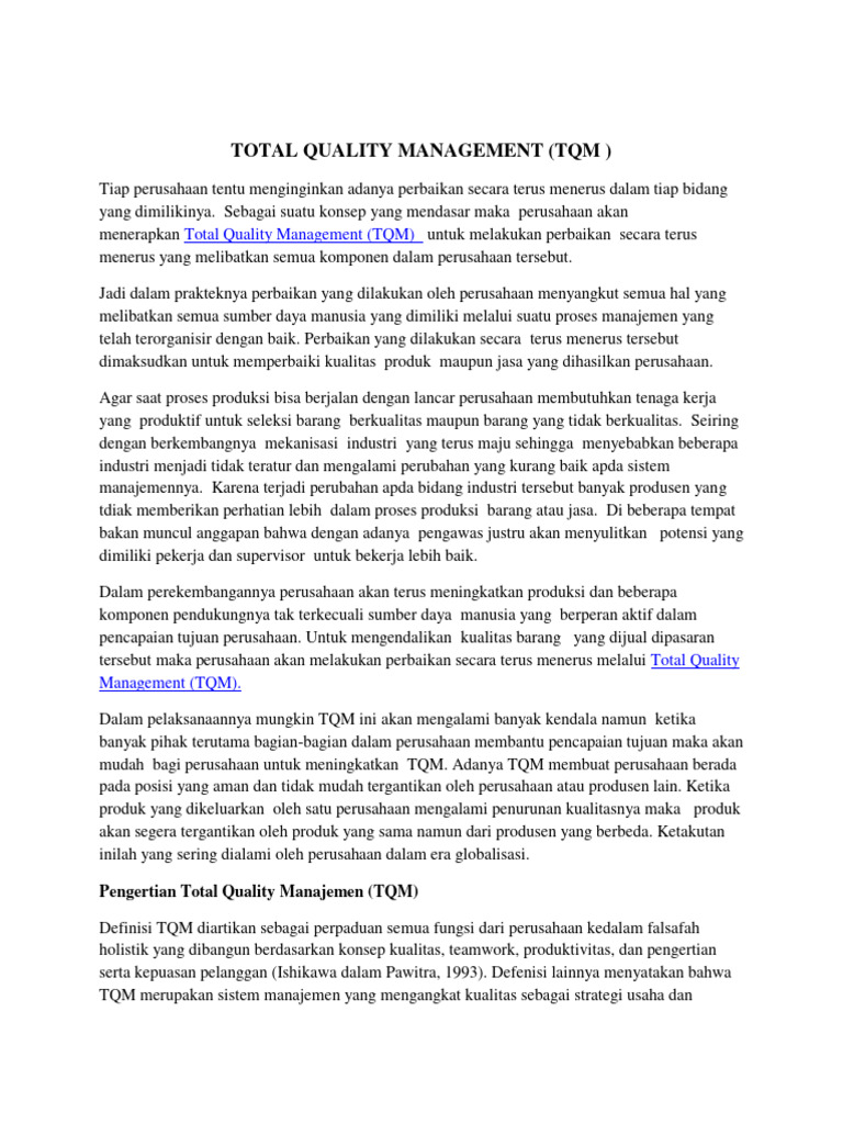 Total Quality Management | PDF