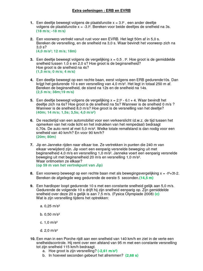 Extra oefeningenERB-EVRB | PDF