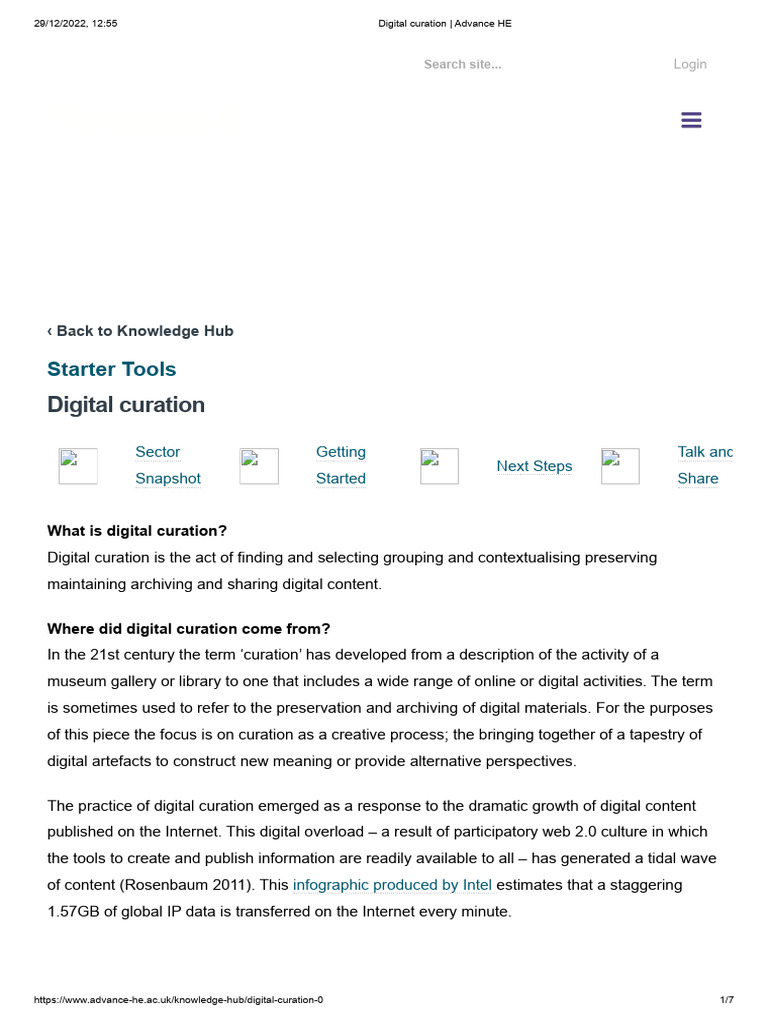 Digital Curation - Advance HE | PDF | Information | Curator