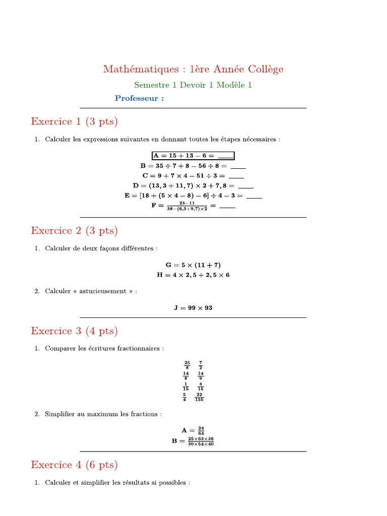 Math-1ac-Semestre-1-Devoir-1-Modele-1-1 - Copie | PDF