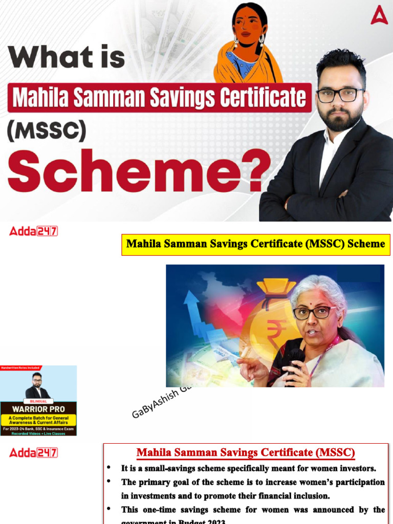 Mahila Samman Savings Certificate MSSC Scheme | PDF