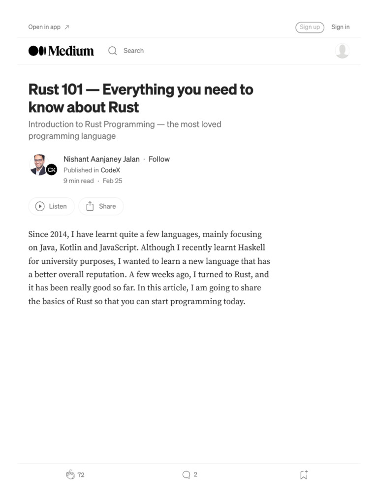 Rust 101 — Everything You Need to Know About Rust _ by Nishant A | PDF