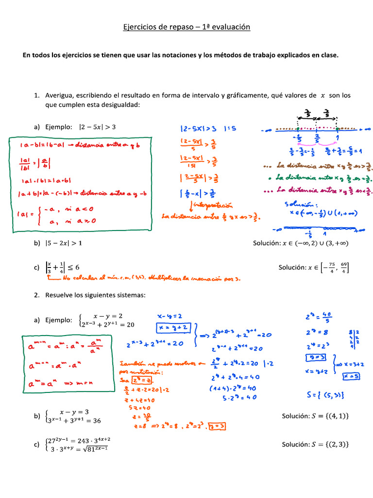 Ejercicios de Repaso - Primera Evaluacion | PDF