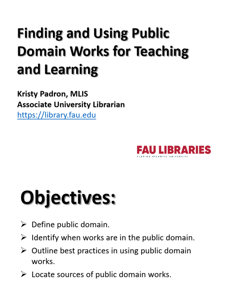 2023-07-06 KPadron Public Domain For Teaching | PDF | Public Domain ...