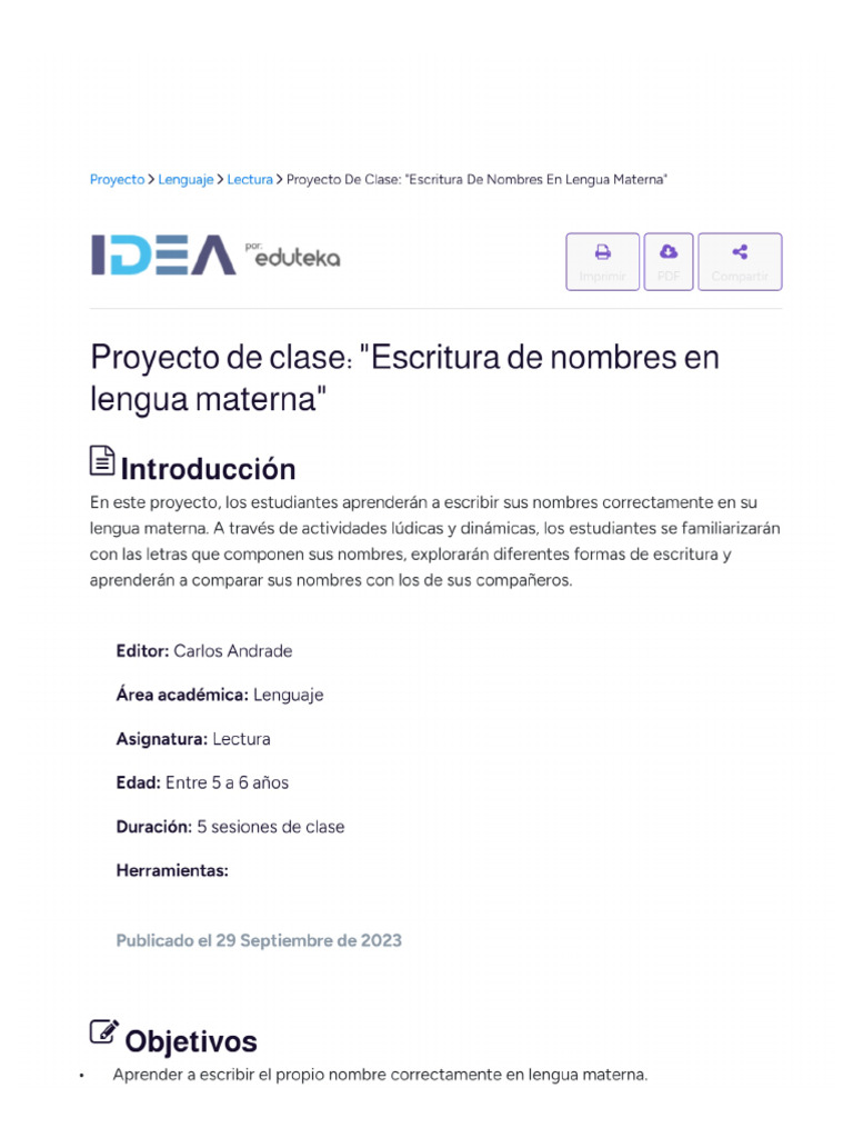 Proyecto de Clase | PDF