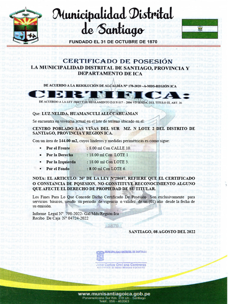 Posecion Ica 2022 | PDF