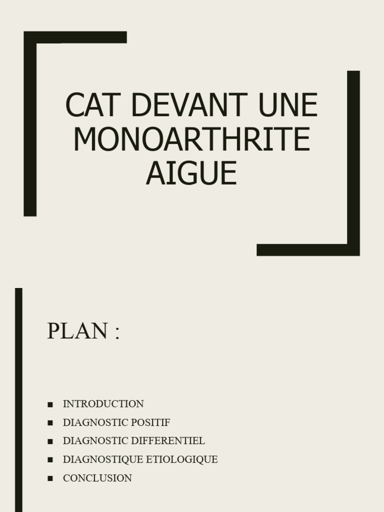 Monoarthrite Aiguë : Diagnostic et Urgences | PDF | Goutte (maladie ...