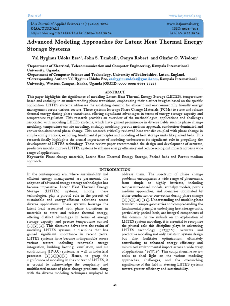 Advanced Modeling Approaches For Latent Heat Thermal Energy Storage Systems | Download Free PDF ...