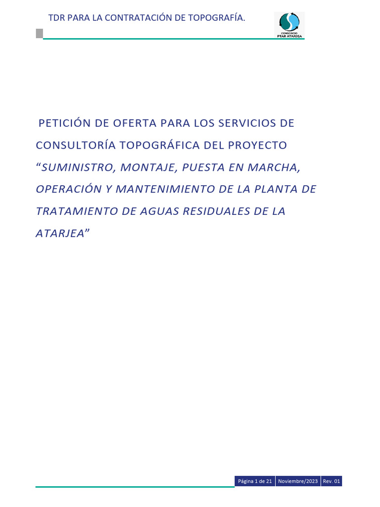 Servicios Topográficos para PTAR La Atarjea | PDF | Topografía | Geodesia