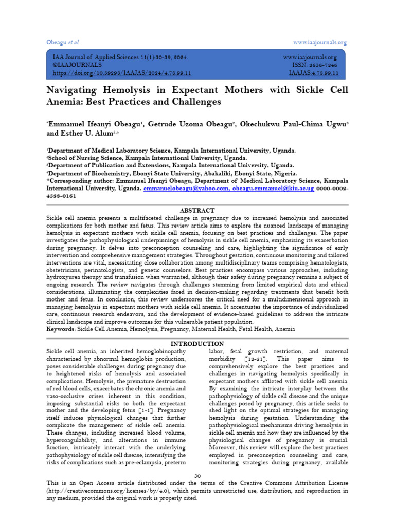 Navigating Hemolysis in Expectant Mothers With Sickle Cell Anemia Best ... Navigating Hemolysis in Expectant Mothers With Sickle Cell Anemia Best ...